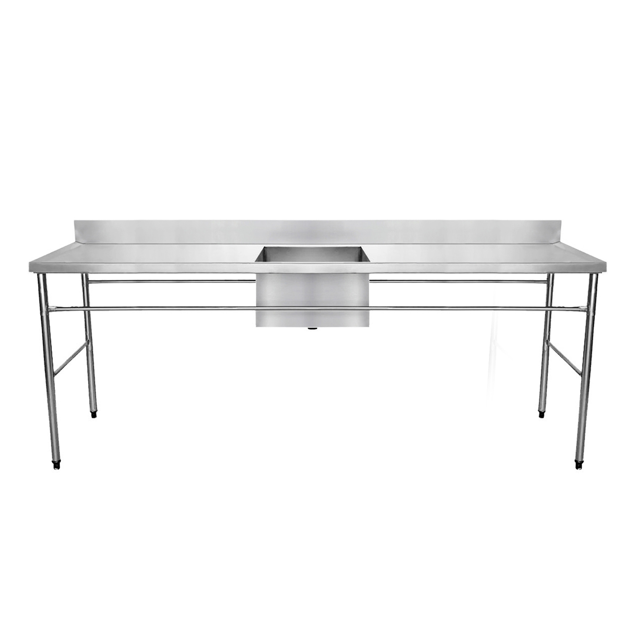 Bancada Aço Inox com Uma Cuba Central 50x40x25cm - 200x70x90cm ...