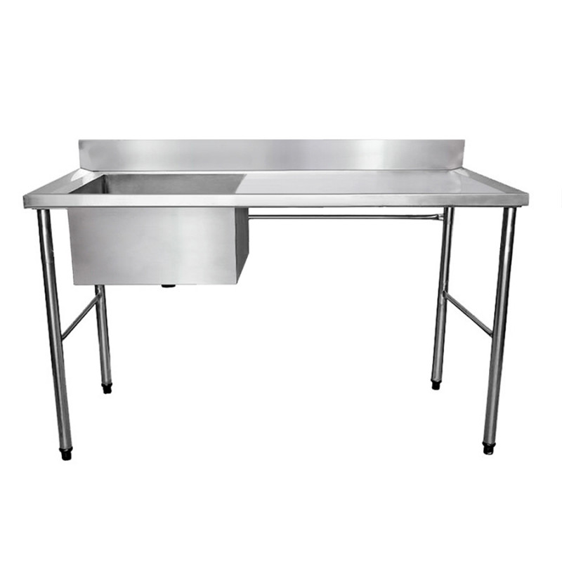 Bancada Aço Inox com Uma Cuba Lado Esquerda 50x40x25cm - 140x60x80cm ...