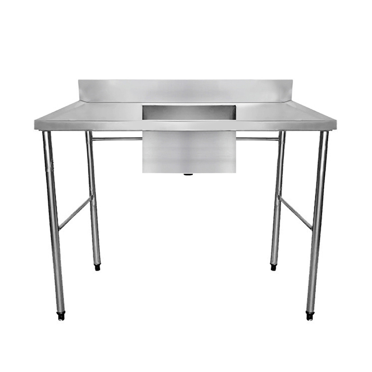 Bancada Aço Inox com Uma Cuba Lado Central 50x40x25cm - 140x70x90cm ...