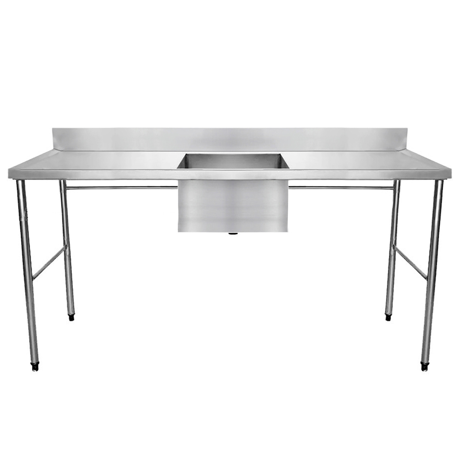 Bancada Aço Inox com Uma Cuba Central 50x40x25cm - 190x70x90cm ...