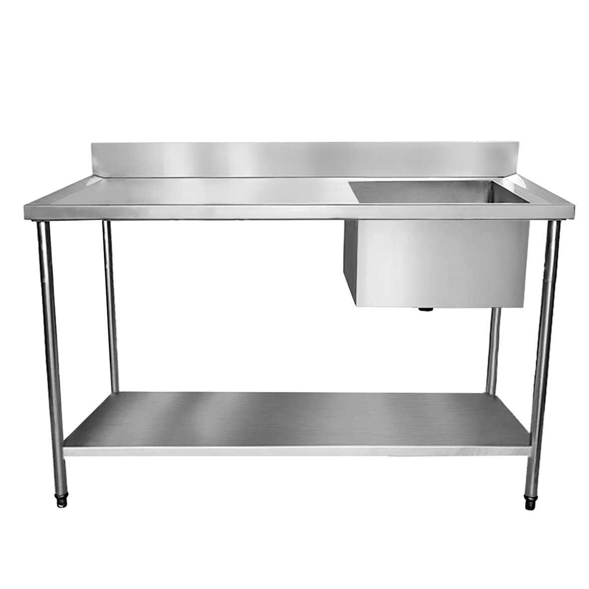 Bancada Aço Inox com Paneleiro e Uma Cuba Lado Direito 50x40x25cm ...