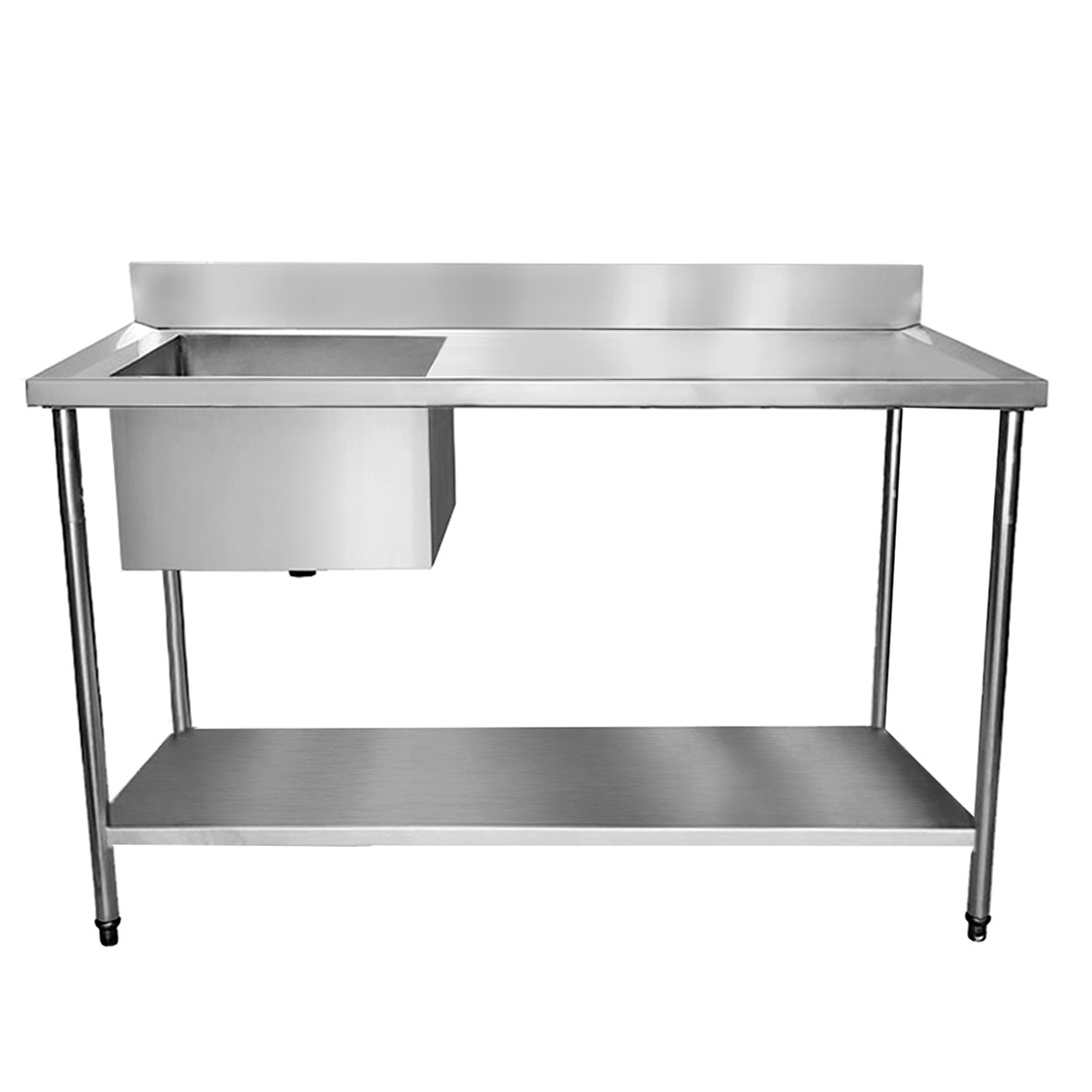 Bancada Aço Inox com Paneleiro e Uma Cuba Lado Esquerdo 50x40x25cm ...