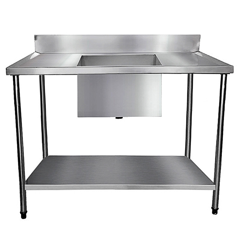 Bancada Aço Inox com Paneleiro e Uma Cuba Lado Central 50x40x25cm ...